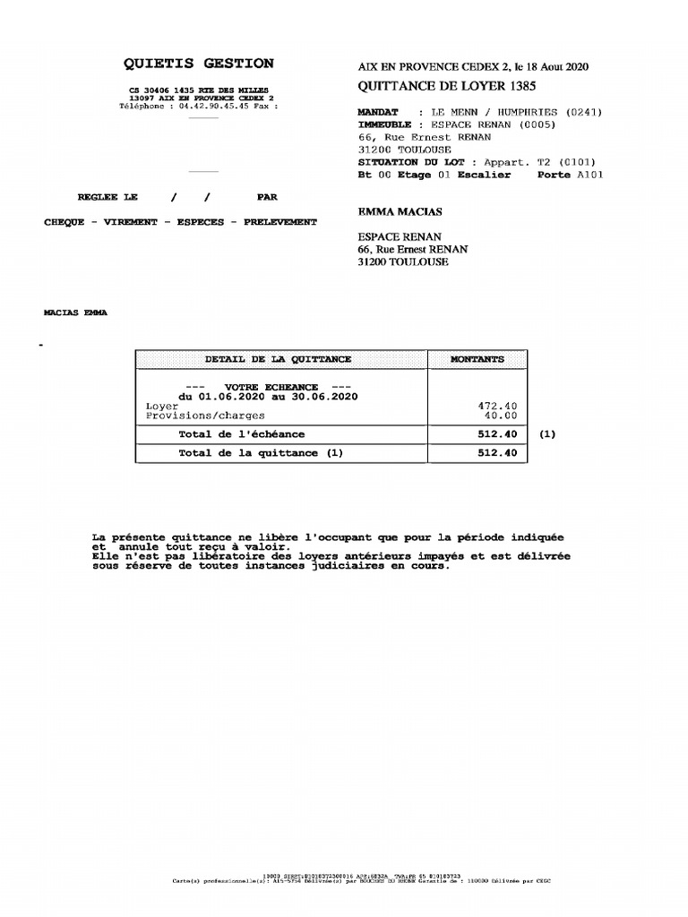 Quittance Juin | PDF