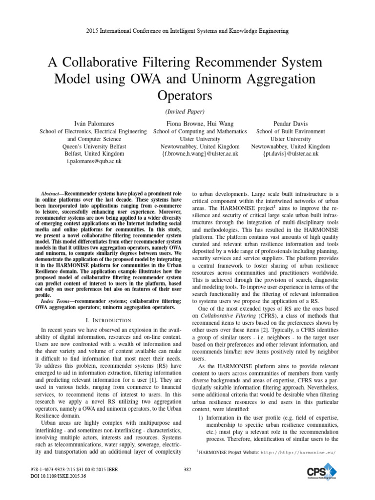 A Collaborative Filtering Recommender System | PDF | Information ...