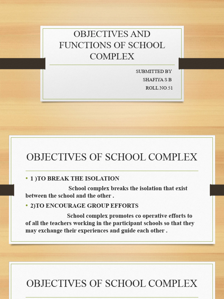 Objectives and Functions of School Complex | PDF | Teachers | Libraries