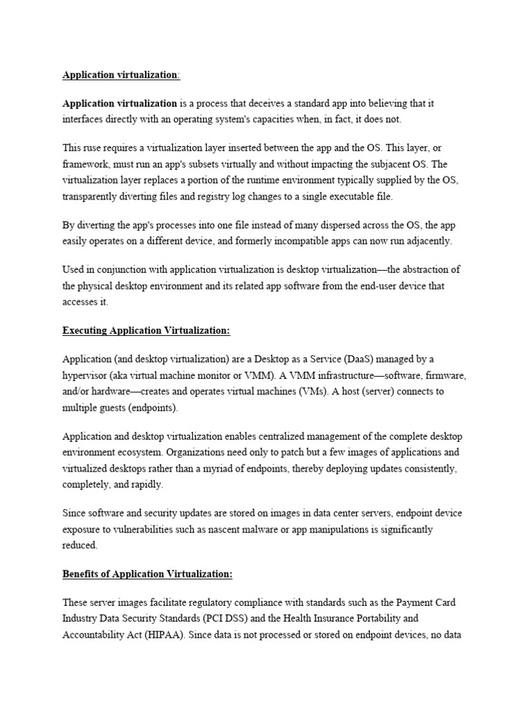 Application Virtualization | PDF | Virtualization | Desktop Virtualization Application Virtualization | PDF | Virtualization | Desktop Virtualization