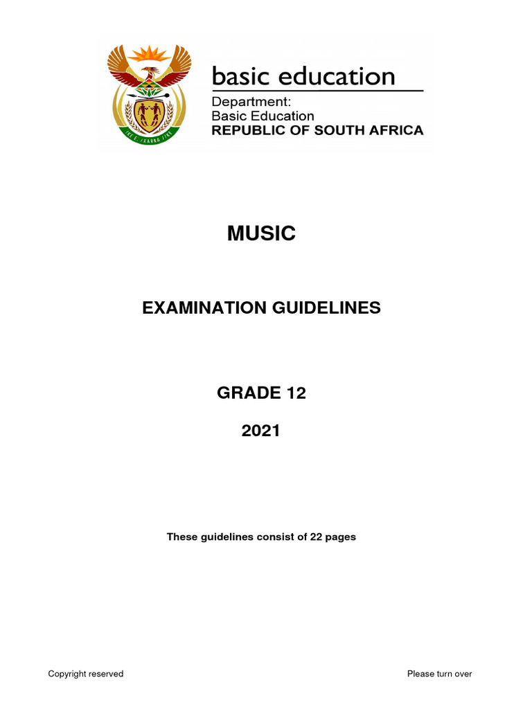 Music GR 12 Exam Guidelines 2021 Eng | PDF | Music Theory | Educational ...