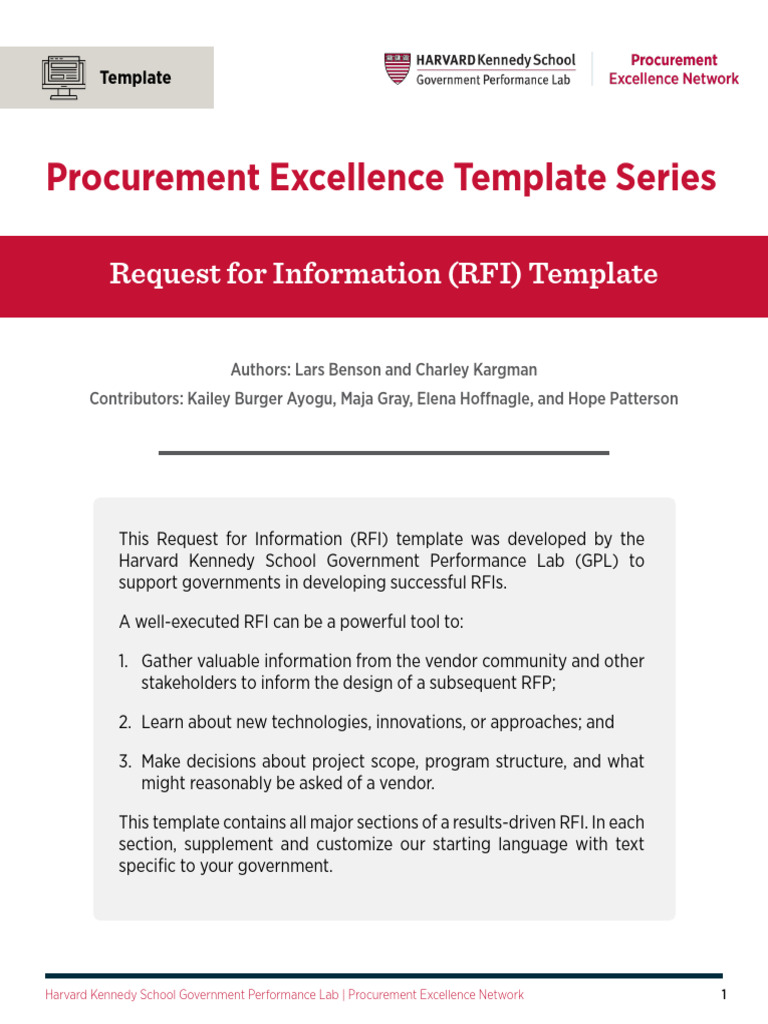 Request For Information RFI Template | PDF | Request For Proposal ...