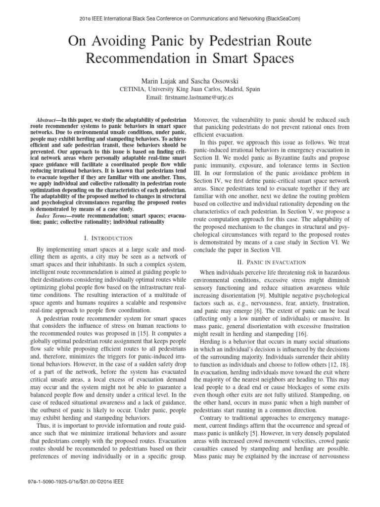 On Avoiding Panic by Pedestrian Route | PDF | Anxiety | Panic