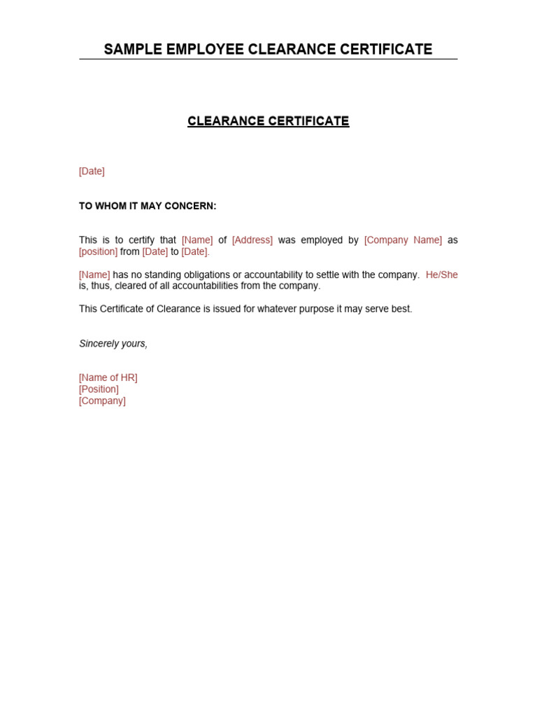 F0025 Employee Clearance Certificate | PDF | Career & Growth | Business