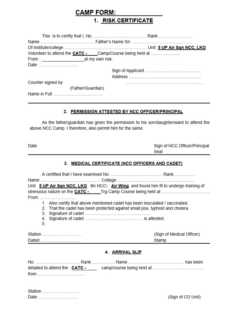 Camp Form 2024 | PDF