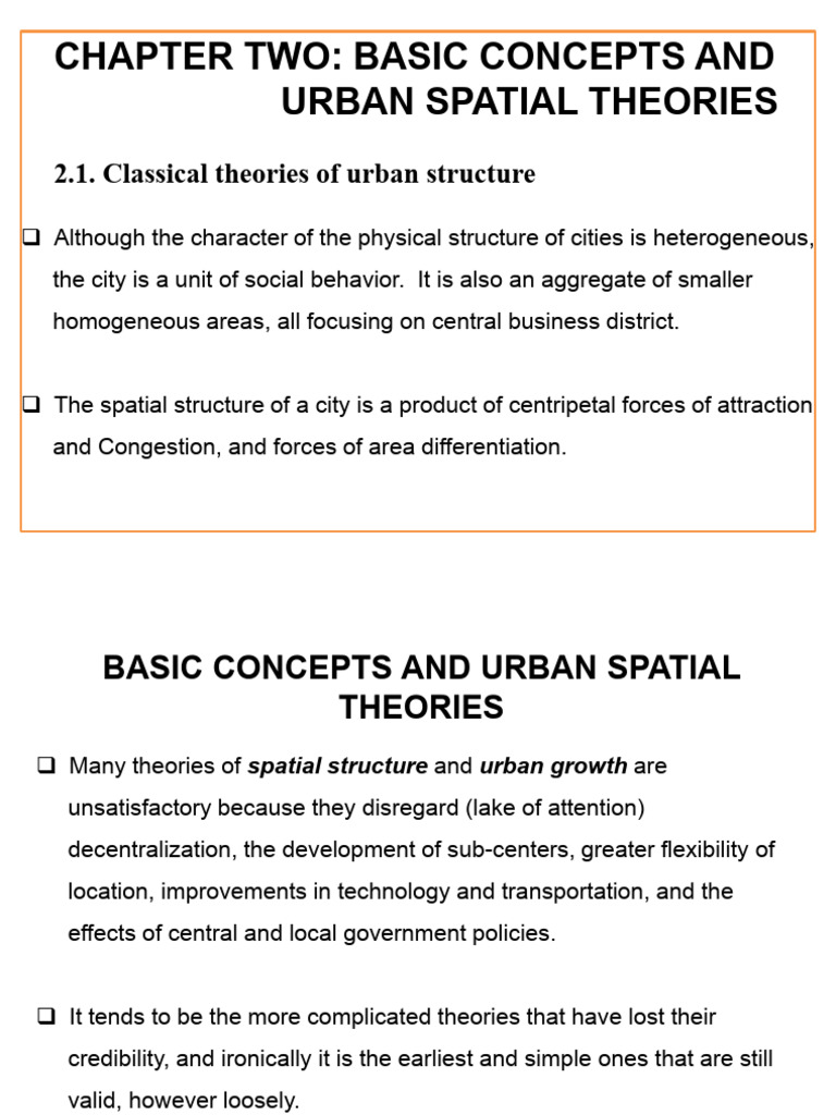 Chapter Two Basic Concepts & Urban Spatial Theories | PDF | Traffic | Road