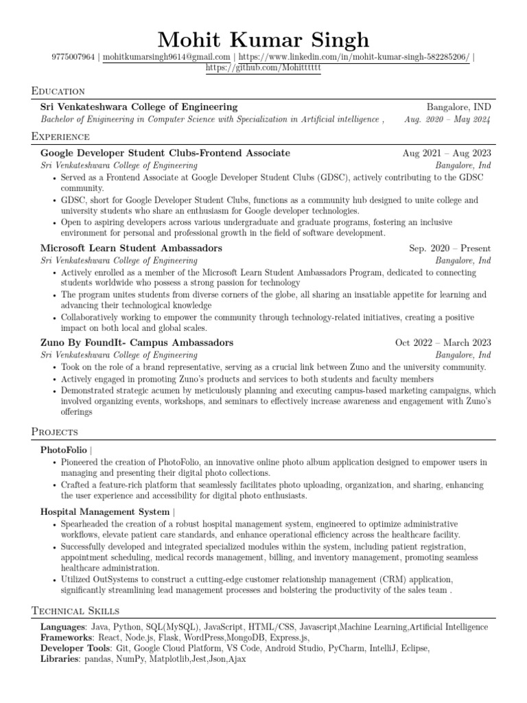 Mohit Kumar Singh: Education | PDF | Java Script | Computing