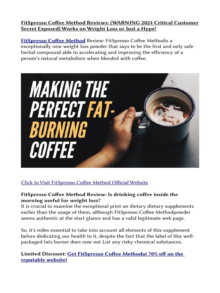 FitSpresso Coffee Method | PDF | Dietary Supplements | Weight Loss