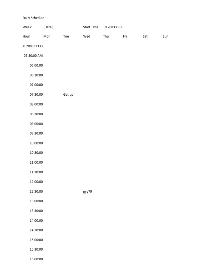 Daily Schedule with Start Times | PDF | Cooking, Food & Wine