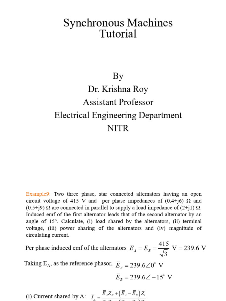 Synchronous Machines Load Sharing Analysis | PDF | Electrical Impedance | Metrology