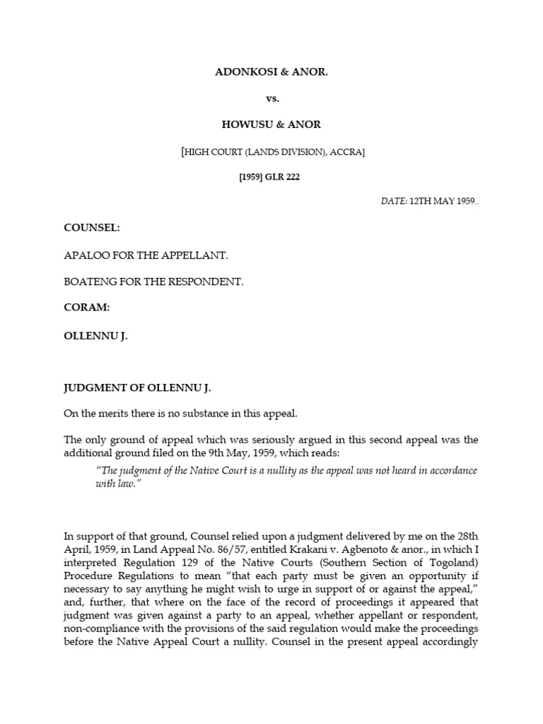 ADONKOSI vs. HOWUSU & ANOR | PDF | Appeal | Judgment (Law)