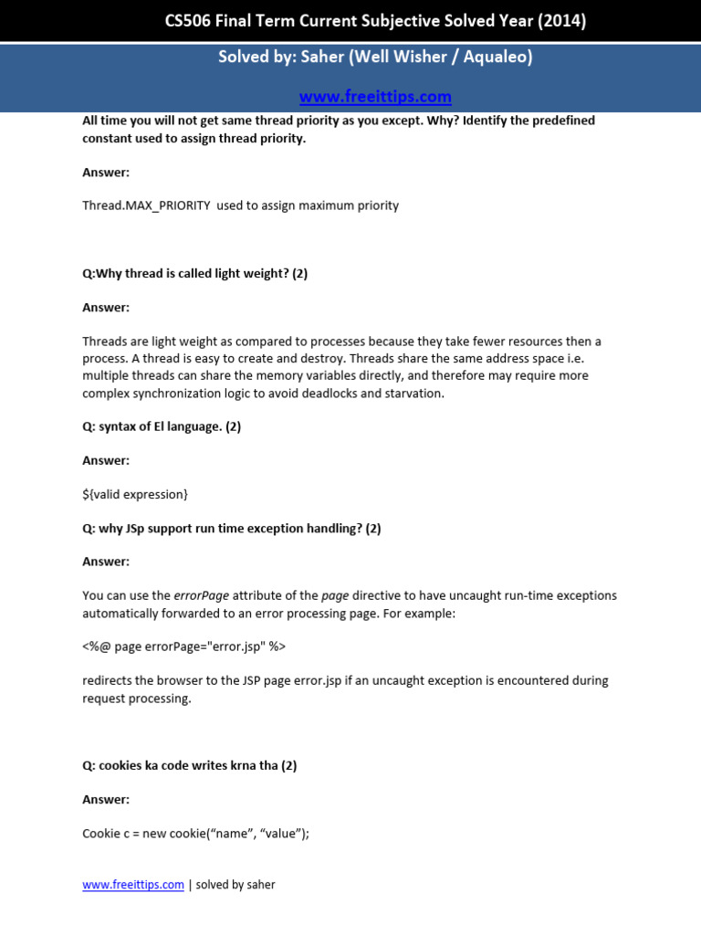 CS506 FinalTerm Subjective Solved 2014 | PDF | Systems Architecture | Computer Engineering