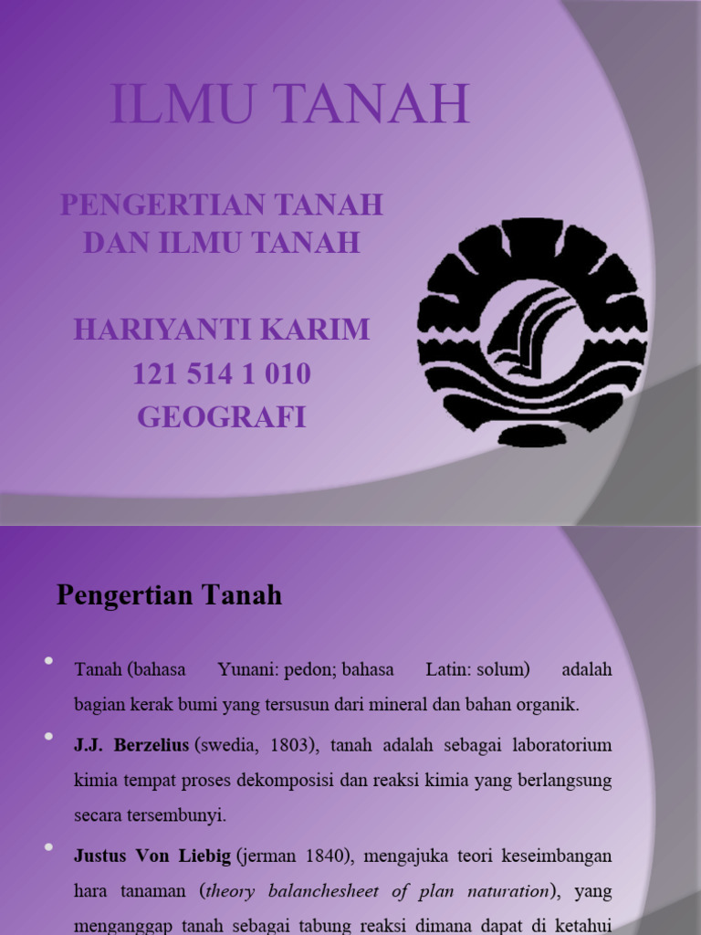 Materi 1 Pengertian Tanah Dan Ilmu Tanah | PDF | Sains & Matematika