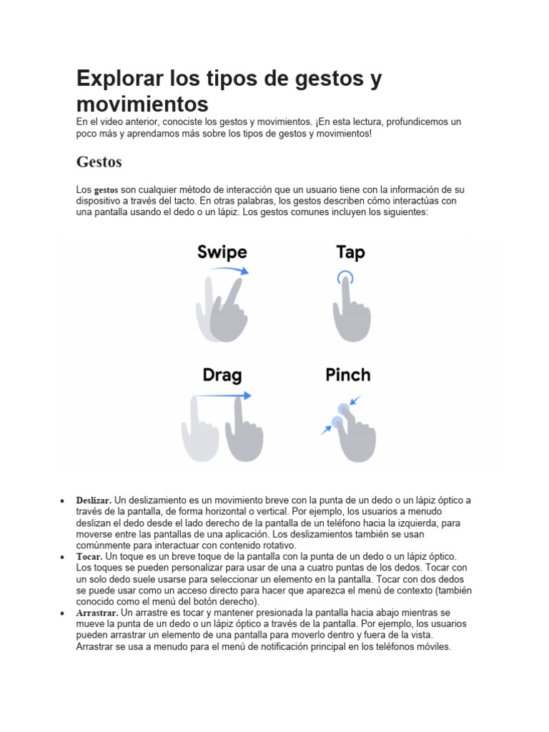 Explorar los tipos de gestos y movimientos | PDF | Ios | Software de la aplicacion