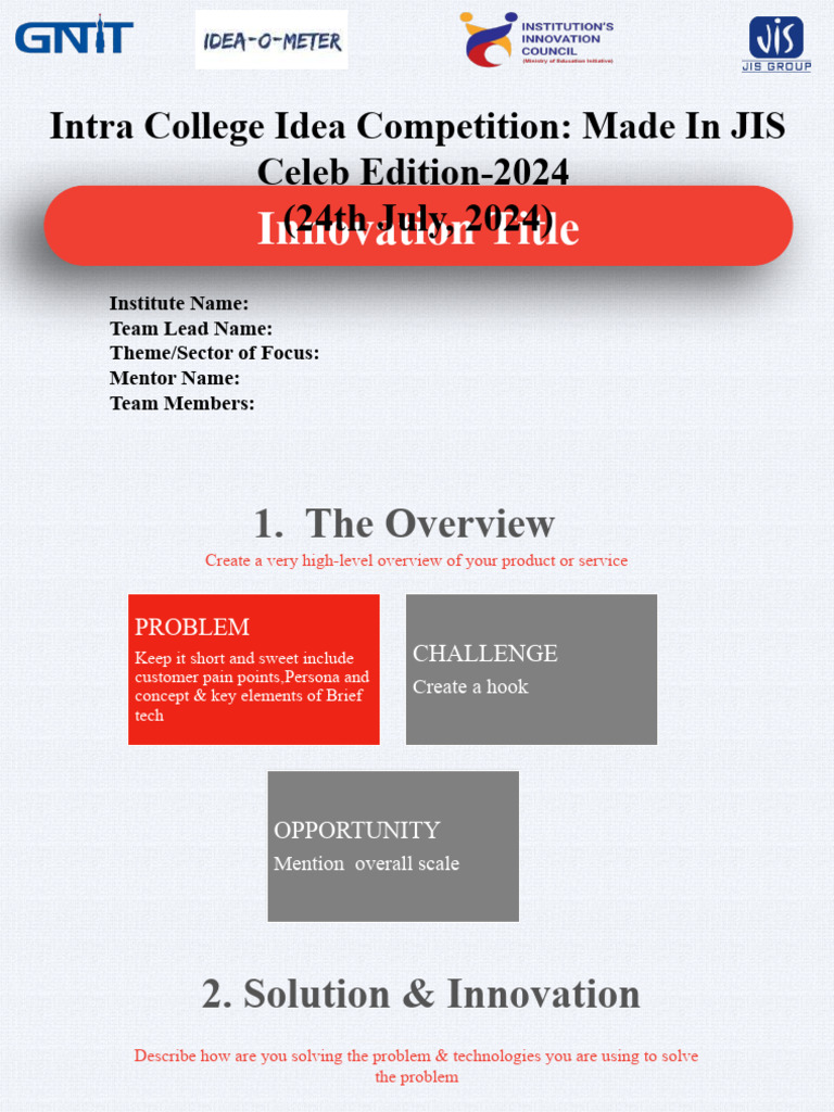JIS Celeb Round 1 PPT Format | PDF | Business Model | Innovation