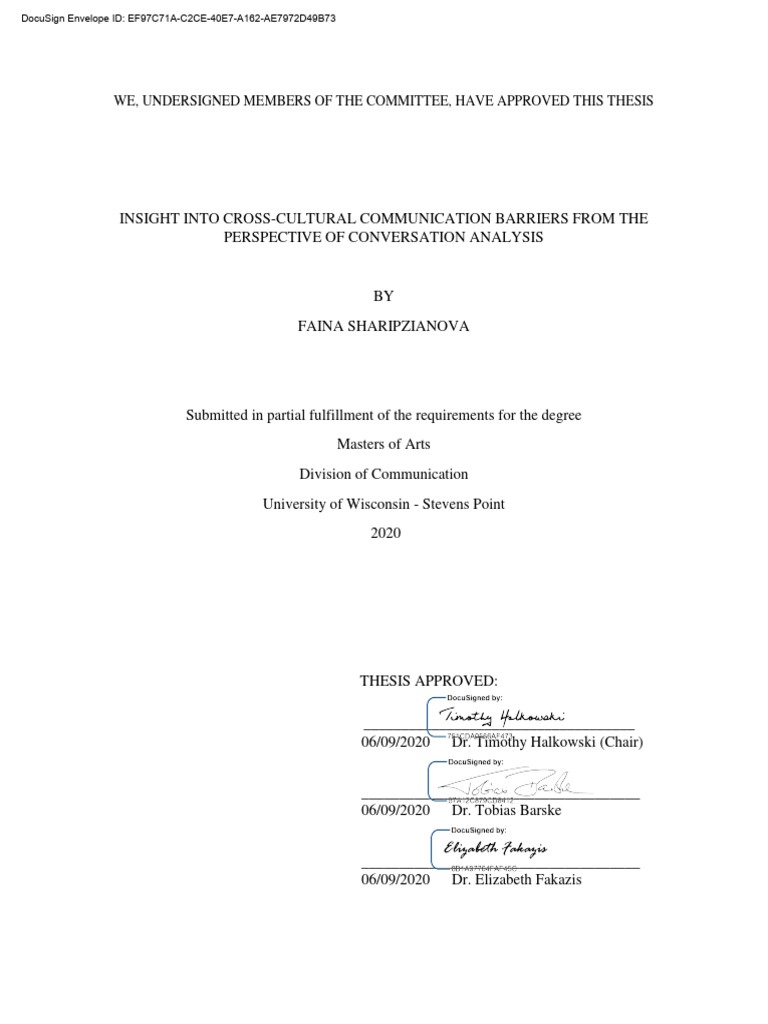 Faina Sharipzianova - THESIS - MA in Communication | PDF | Cross Cultural Communication ...