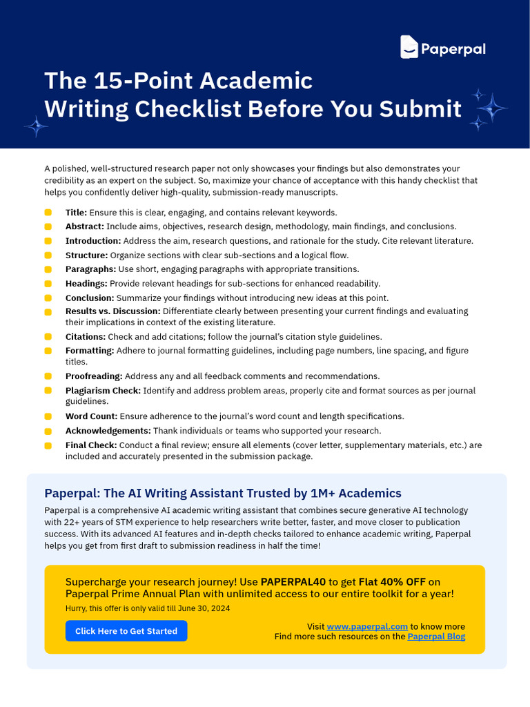 The 15-Point Academic Writing Checklist Before You Submit | PDF ...