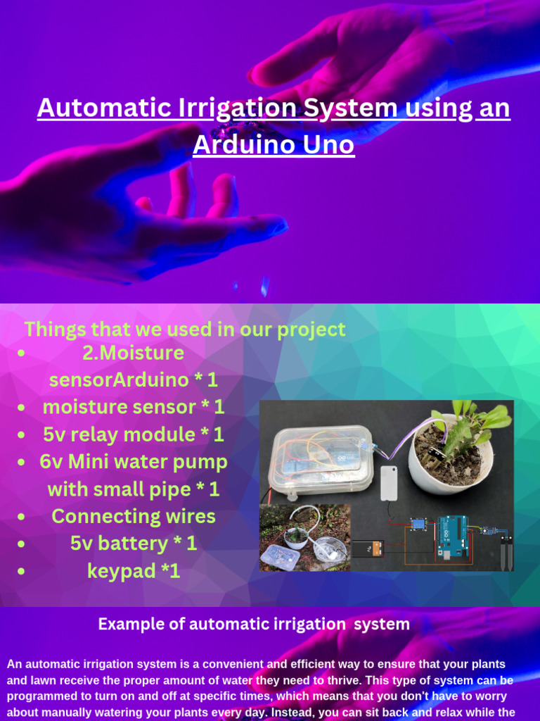Automatic Irrigation System Using An Arduino Uno | PDF | Irrigation ... Automatic Irrigation System Using An Arduino Uno | PDF | Irrigation ...
