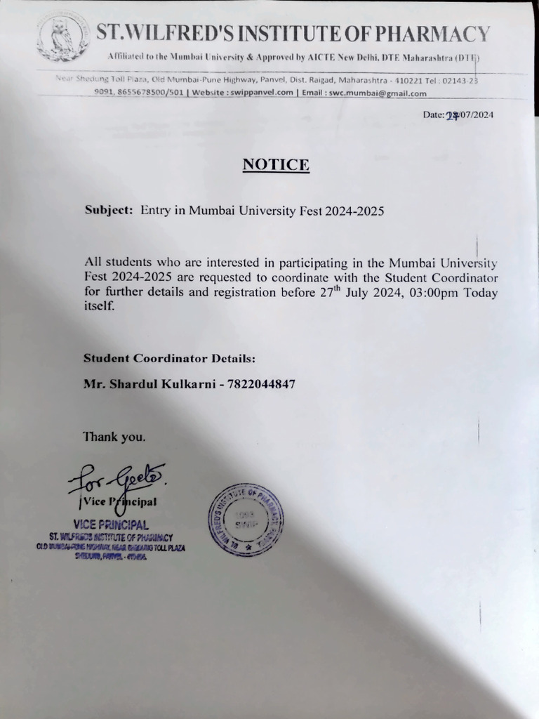 Mu Fest 2024-25 Notice | PDF