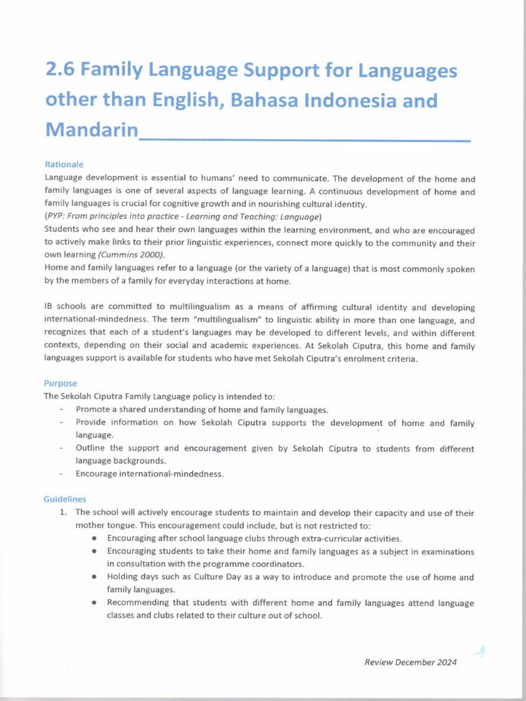2.6 Family Language Support For Languages | PDF