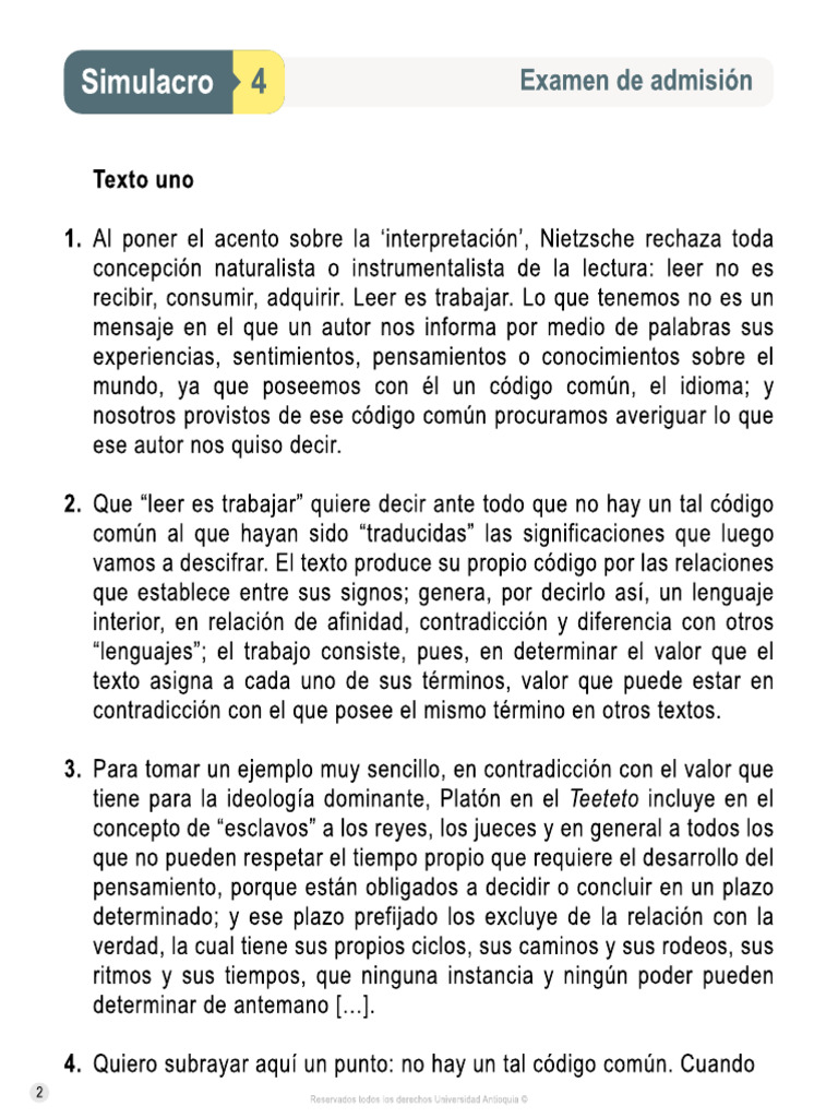 Simulacro # 4 Julio 31 | PDF