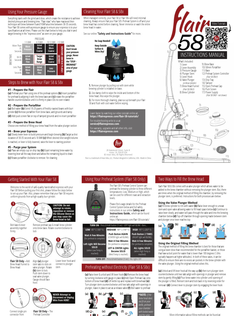 Flair 58 Espresso Setup Guide | PDF