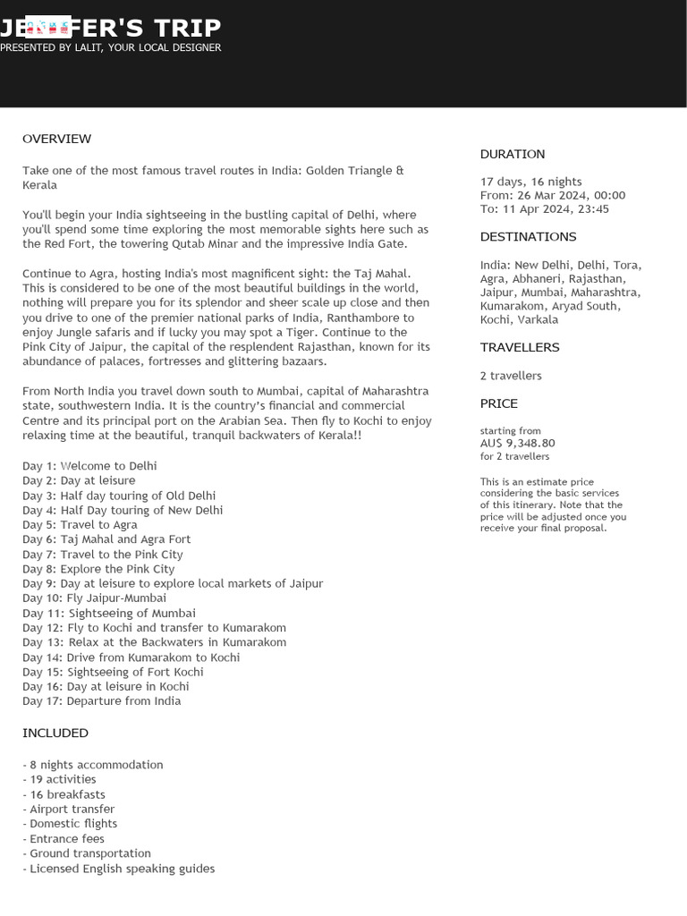 Jenifer's Trip - by Lalit-1708668826 | PDF | Delhi