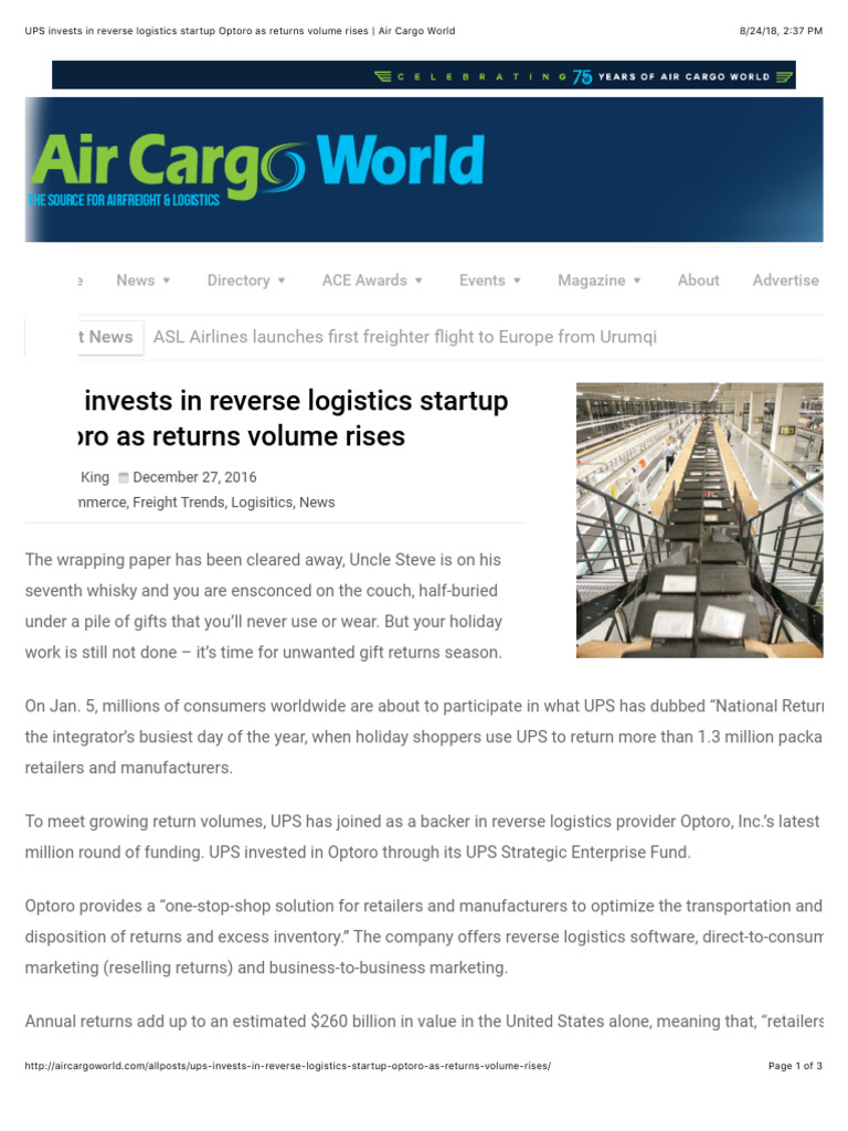 UPS Invests in Reverse Logistics Startup Optoro As Returns Volume Rises ...