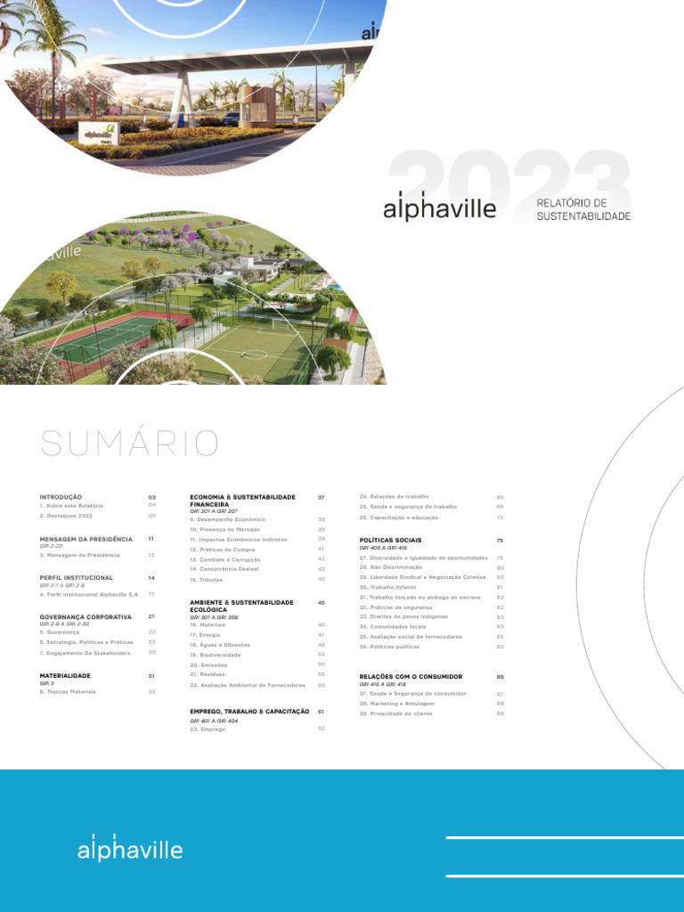 Relatório de Sustentabilidade 2023 - Alphaville | PDF | Sustentabilidade | Desperdício