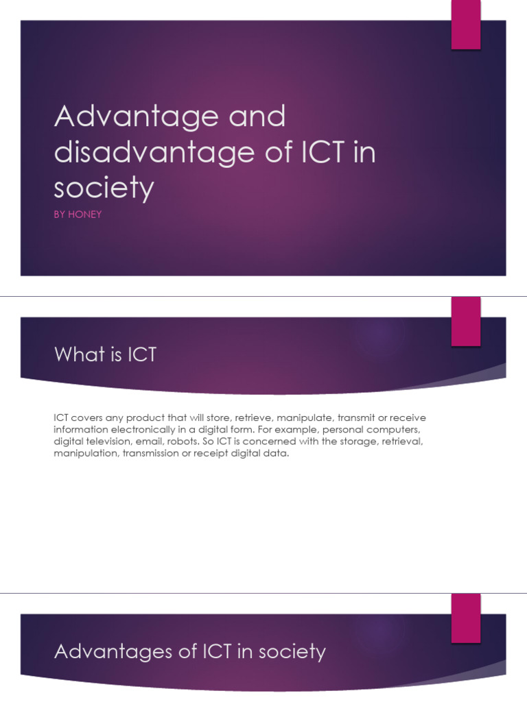 Advantage and Disadvantage of ICT in Society | PDF