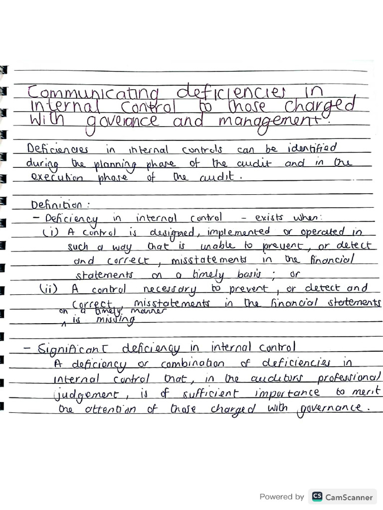 Communicating deficiencies in internal controls | PDF Communicating deficiencies in internal controls | PDF