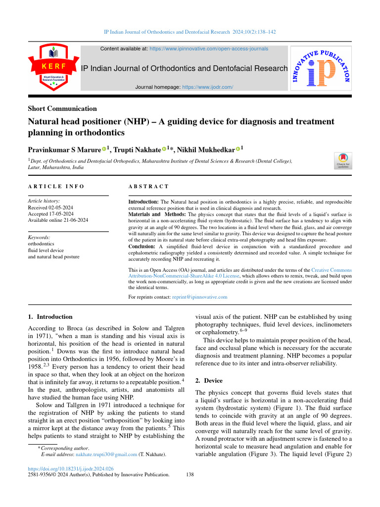 Natural Head Positioner (NHP) - A Guiding Device For Diagnosis and ...