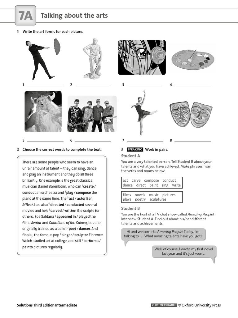 7A Talking About The Arts | PDF | Syntax | Linguistics