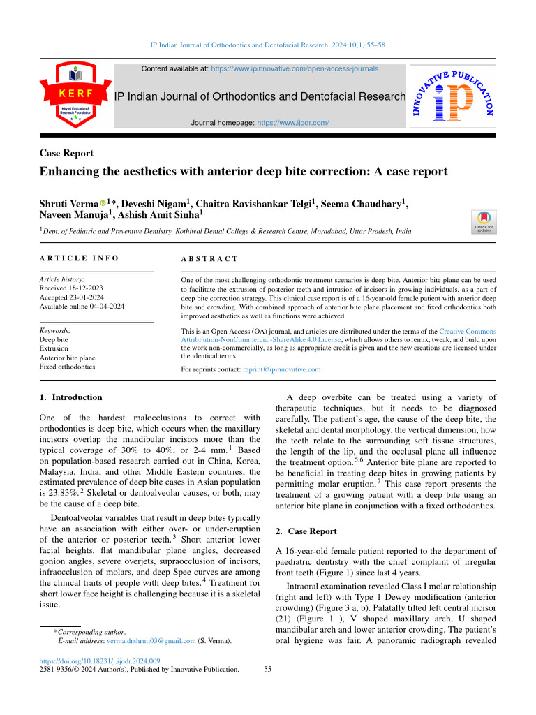 Enhancing The Aesthetics With Anterior Deep Bite Correction: A Case ...