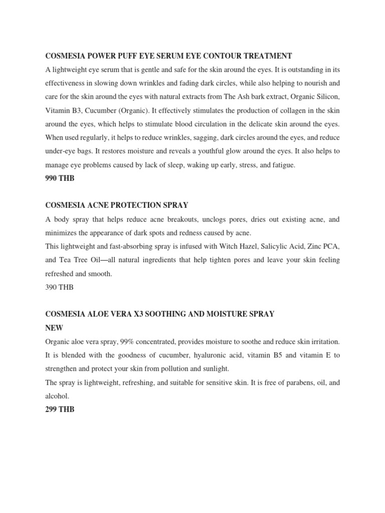 Cosmesia Power Puff Eye Serum Eye Contour Treatment | PDF | Ultraviolet ...