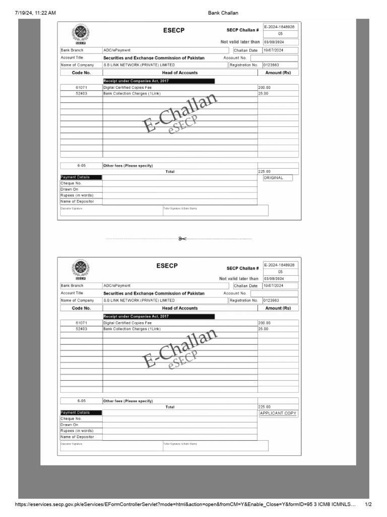 SB LINK TRUE COPY E CHALLAN | PDF SB LINK TRUE COPY E CHALLAN | PDF