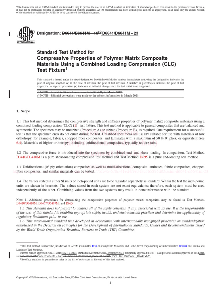 Astm D6641 D6641M 23 | PDF | Composite Material | Buckling