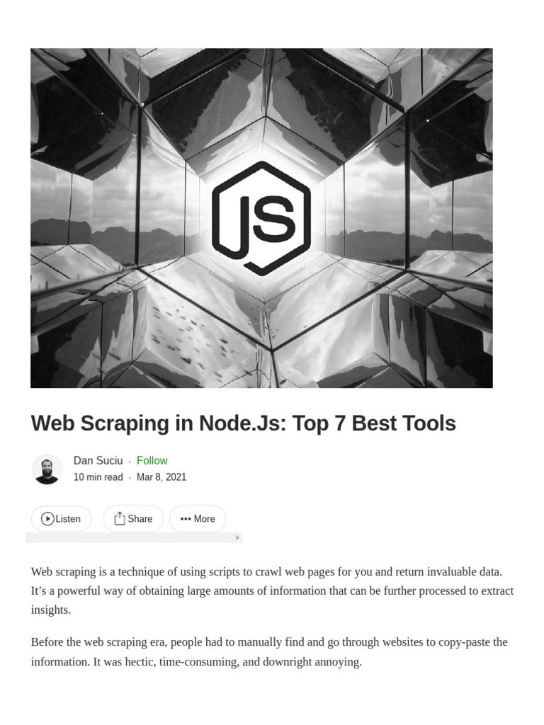 Web Scraping in Node - Js - Top 7 Best Tools - Medium | PDF | World ...