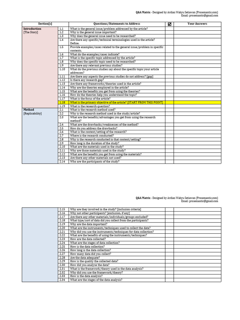 Research Proposal Matrix | PDF | Cognition | Scientific Method