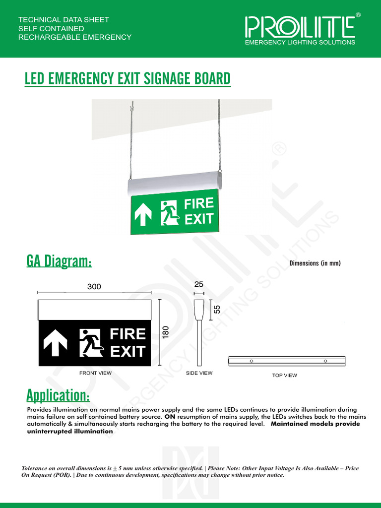 Led Emergency Exit Signage Board | PDF | Rechargeable Battery | Mains ...