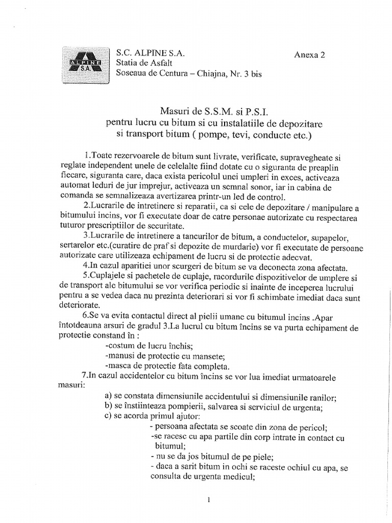 Masuri SSM Si Psi Lucru Bitum | PDF