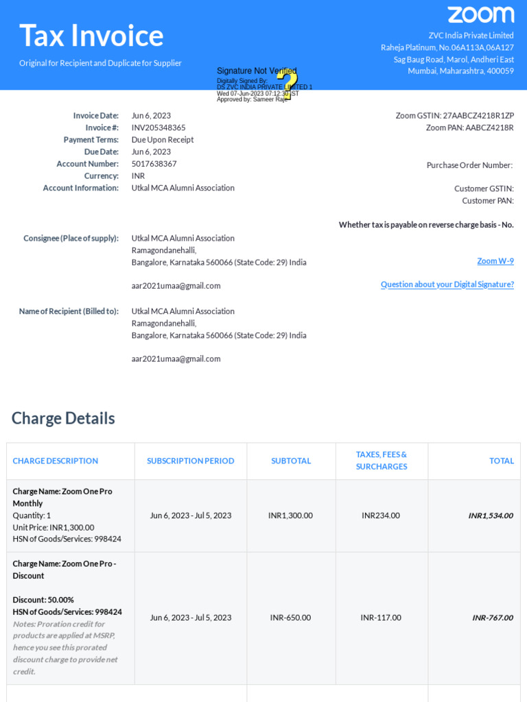 JUne 2023 INV205348365 | PDF | Fee | Invoice