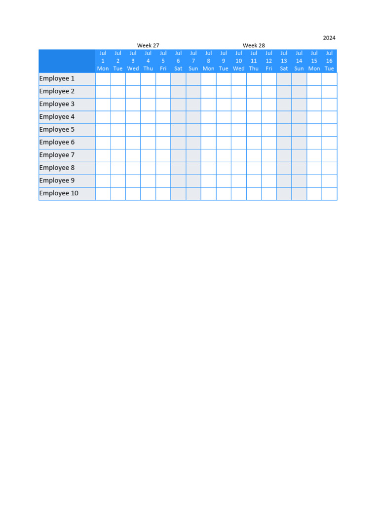 2024 Staff Absence Planner Template | PDF