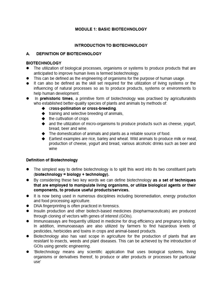 Module 1 (From Mam Kristine) | PDF | Biotechnology | Recombinant Dna