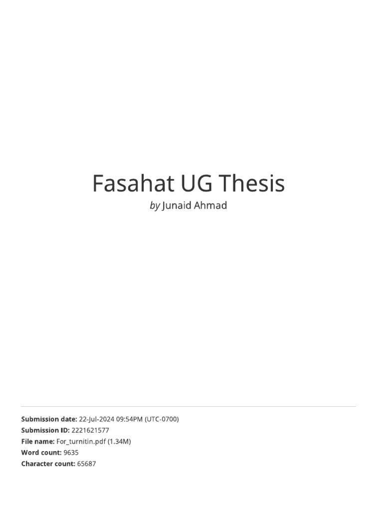 Turnitin Report - Fasahat UG Thesis 1 | PDF