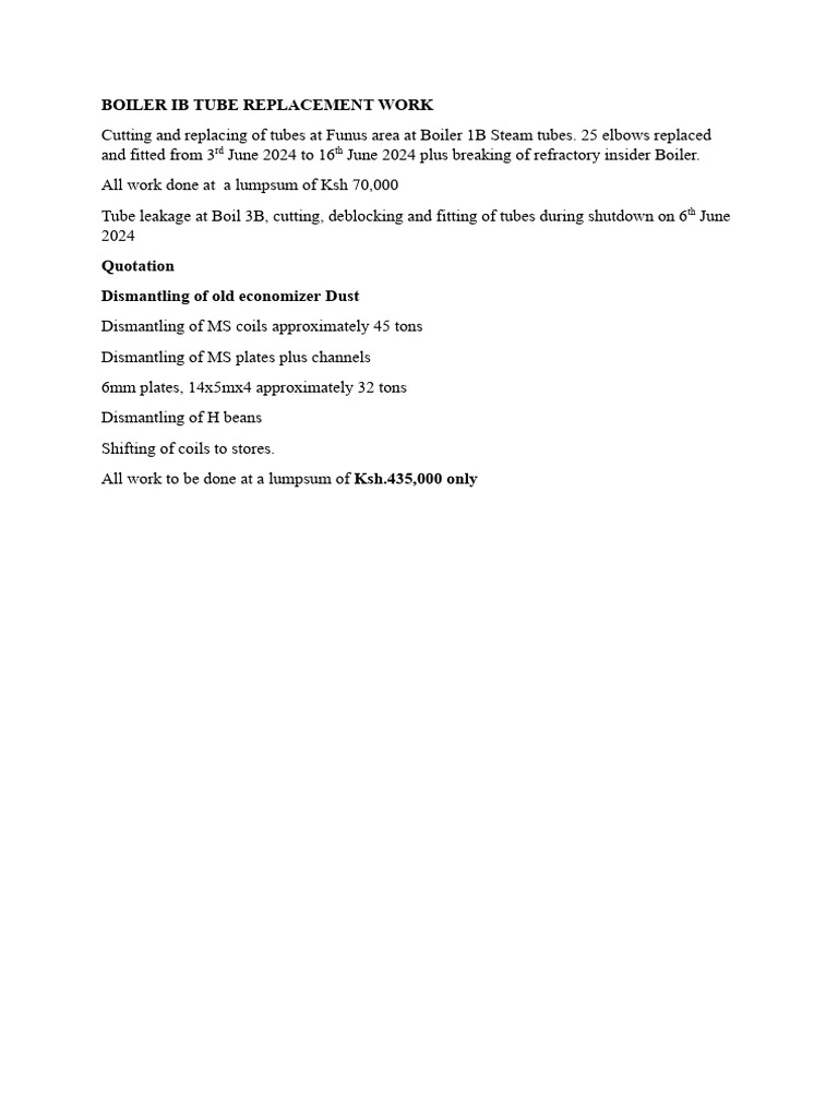 Boiler Tube Replacement & Repairs | PDF
