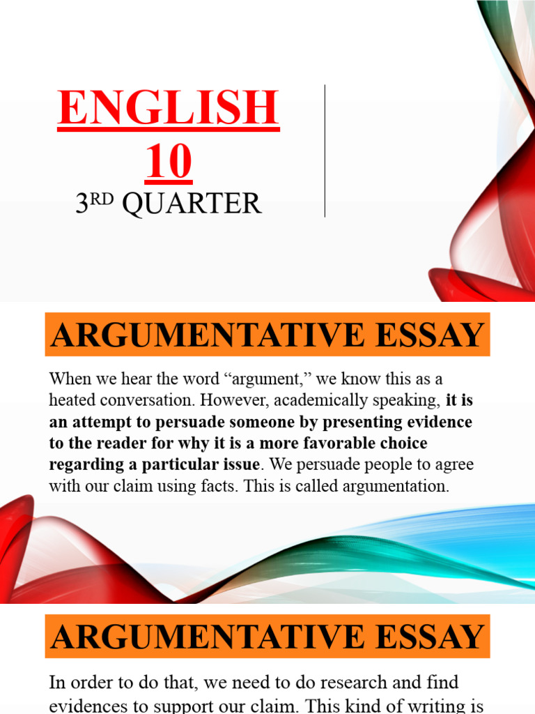 ENGLISH 10 3rd Quarter 1 | PDF | Essays | Argument