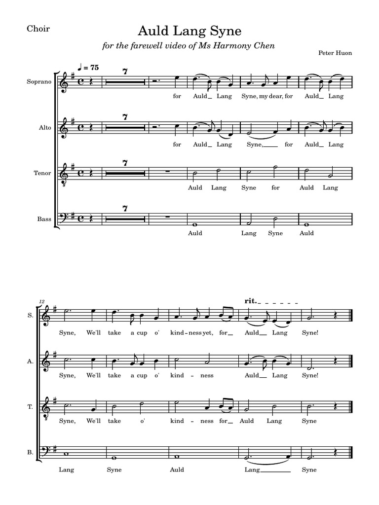 Auld Lang Syne-Choir | PDF | Musical Compositions | Elements Of Music