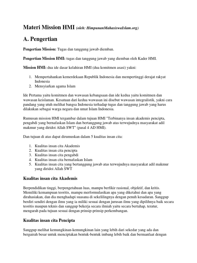 Materi Mission HMI | PDF
