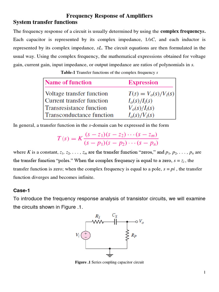 Frequency Response of Amplifiers | PDF | Electrical Network | Electrical Impedance